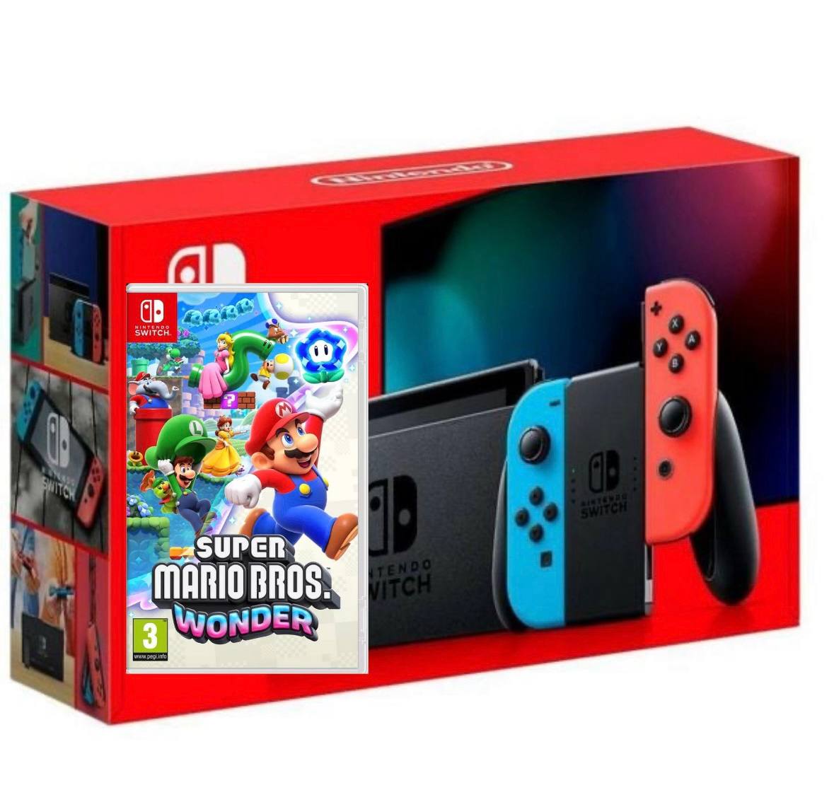 Купити Nintendo Switch Neon Blue-Red Upgraded + Super Mario Bros Wonder ...